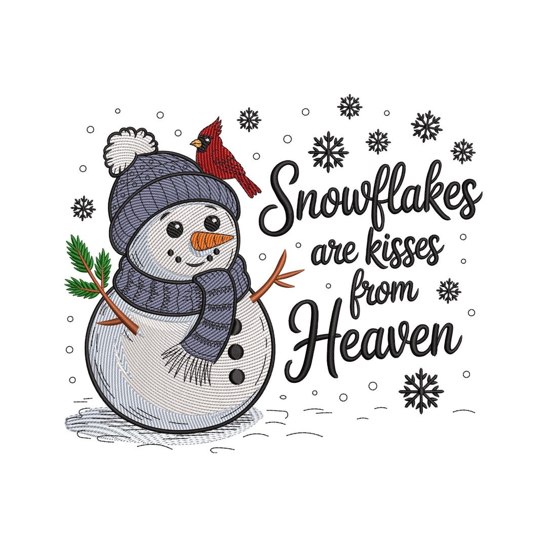 Snowflake Blessings Snowman Embroidery Design, Winter Cardinal Machine ...