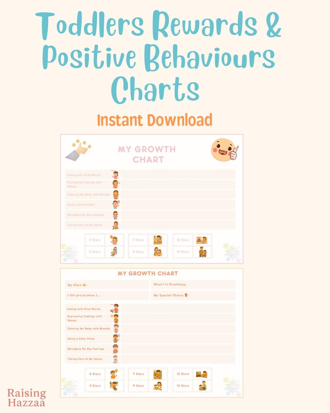 Boys Reward Chart Printable – Positive Behavior Growth Chart for Kids ...