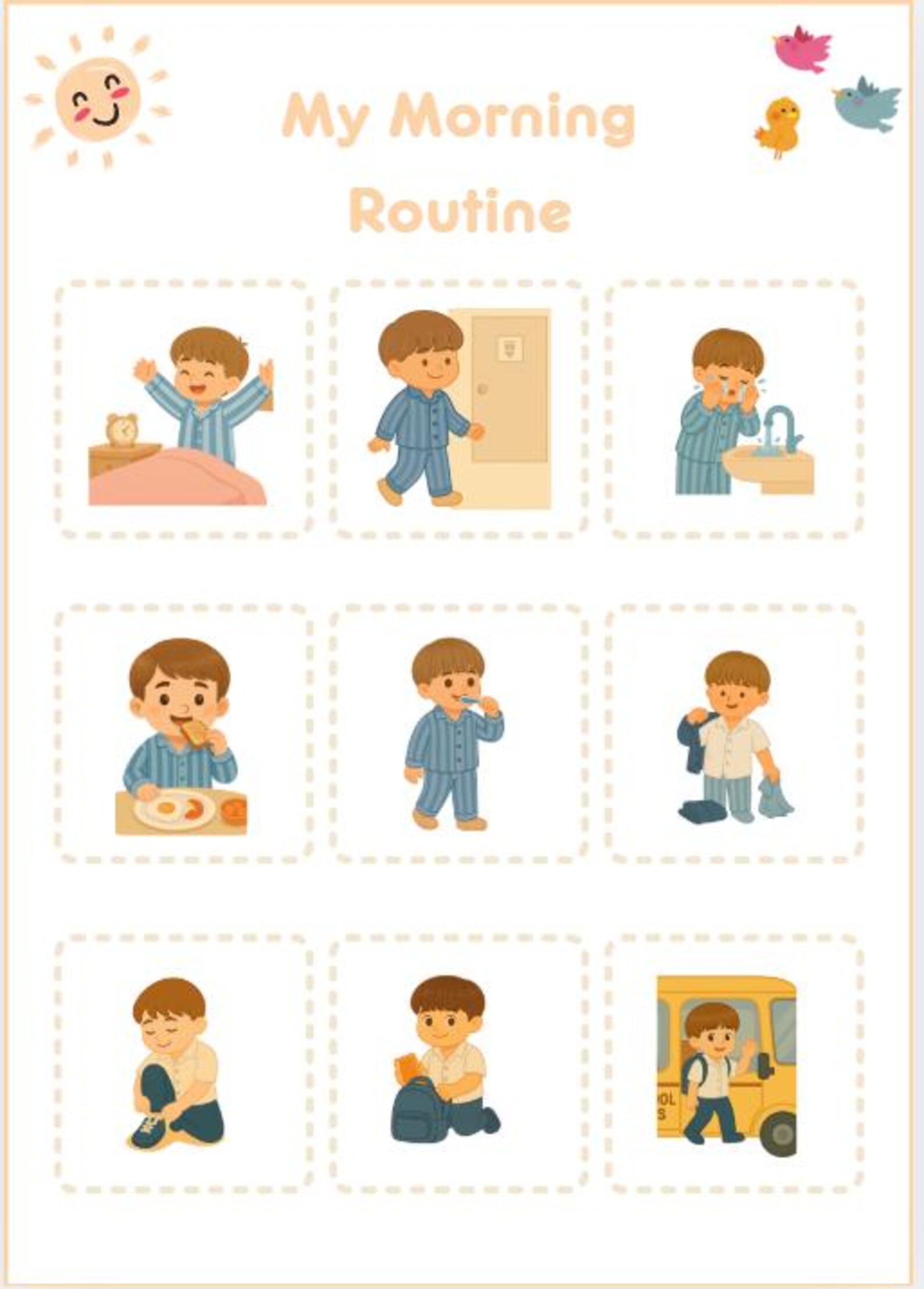 Boys Morning & Bedtime Routine Chart Printable – Daily Schedule for ...