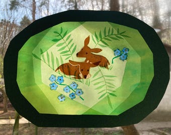 Waldorf Window Picture, Transparent Paper Window Banner, Mice and Poppy ...