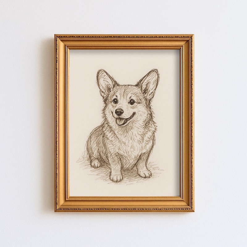 Pencil Drawing Corgi - Etsy