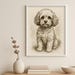 Vintage Cavapoo Sketch Drawing Pet Minimal Line Wall Art Illustration ...
