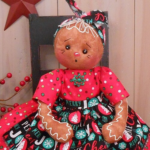 PDF E Sewing Pattern Raggedy Gingerbread Girl Doll Christmas - Etsy