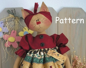 PDF E-pattern 43 Angel Cat Primitive Grungy Raggedy Kitty Cloth Doll ...