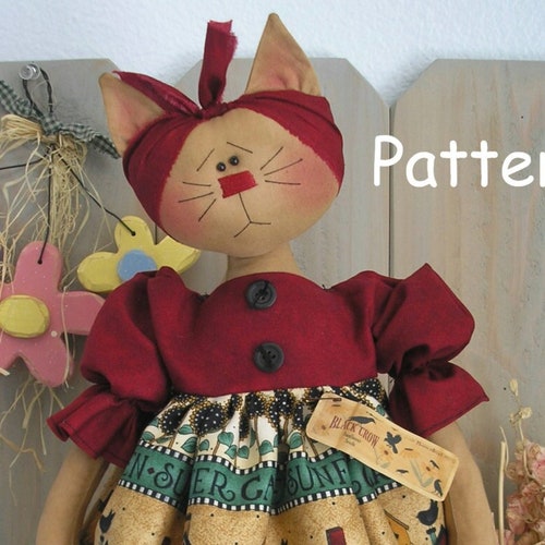 PDF E-pattern 12 Folk Cat Primitive Raggedy Kitty Cloth Doll - Etsy