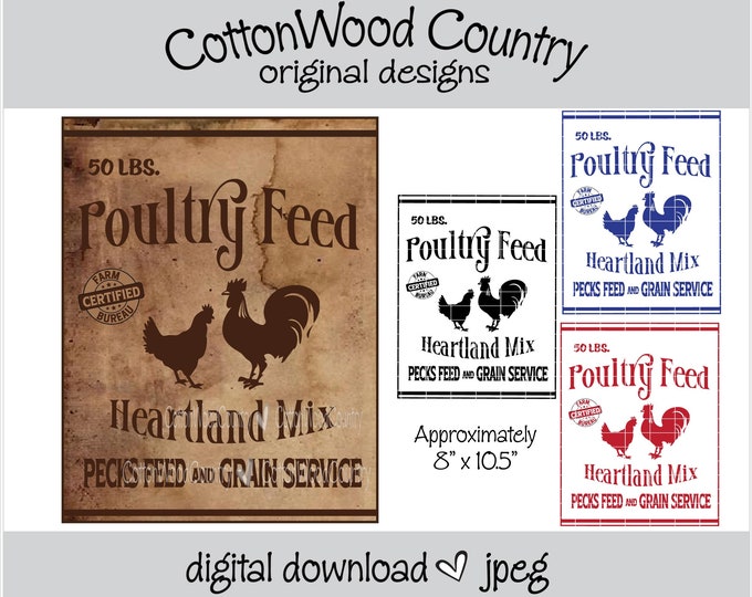 Chicken Feed Sign, Chicken Feed Label, Bag, Poultry Feed Sack ...