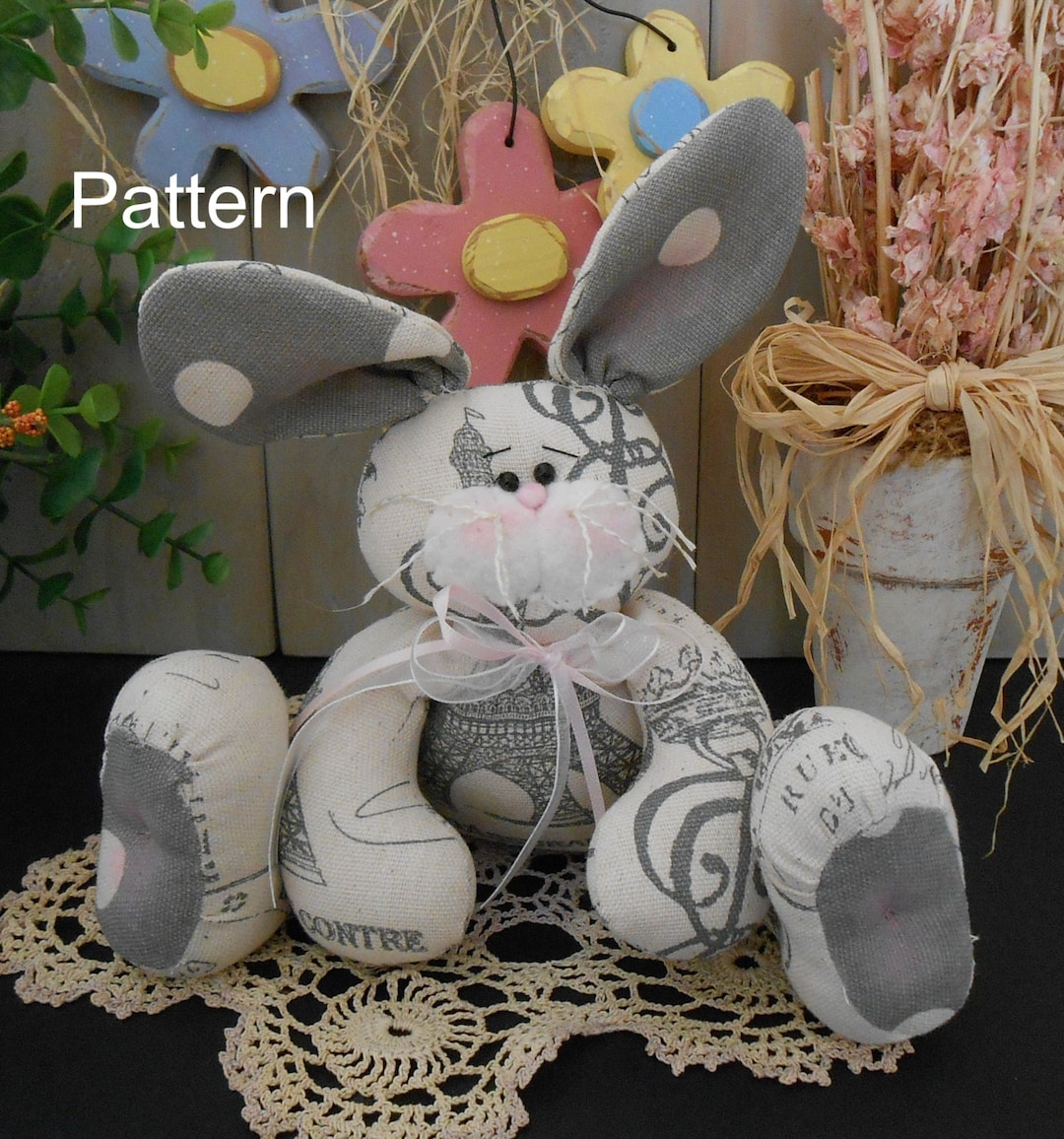 PDF E- Pattern Shabby Chic Bunny Rabbit Doll # 86 Raggedy Spring Folk ...