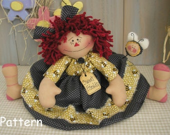 Primitive Raggedy Bunny Rabbit Doll PDF E PATTERN 130 Country Folk Art ...