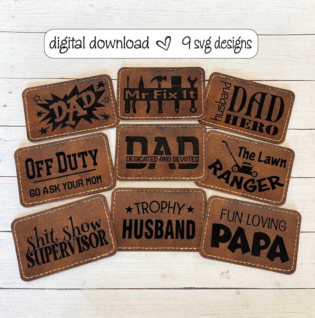 Leather Patch SVG, Dad Hat Patch Bundle SVG, Hat Patches, Laser Cut ...