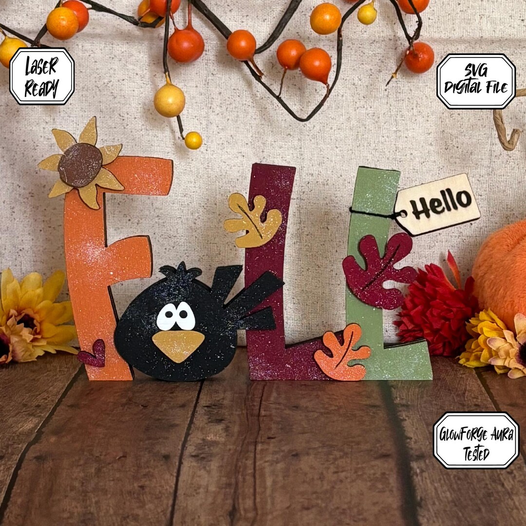 Hello Fall Sign, Fall SVG, Laser File, Crow Svg, Fall Laser File, Laser ...