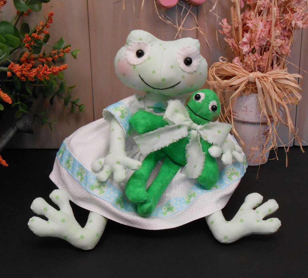 PDF E- Pattern # 84 Primitive Raggedy Frog Baby Country Folk Art Cloth ...