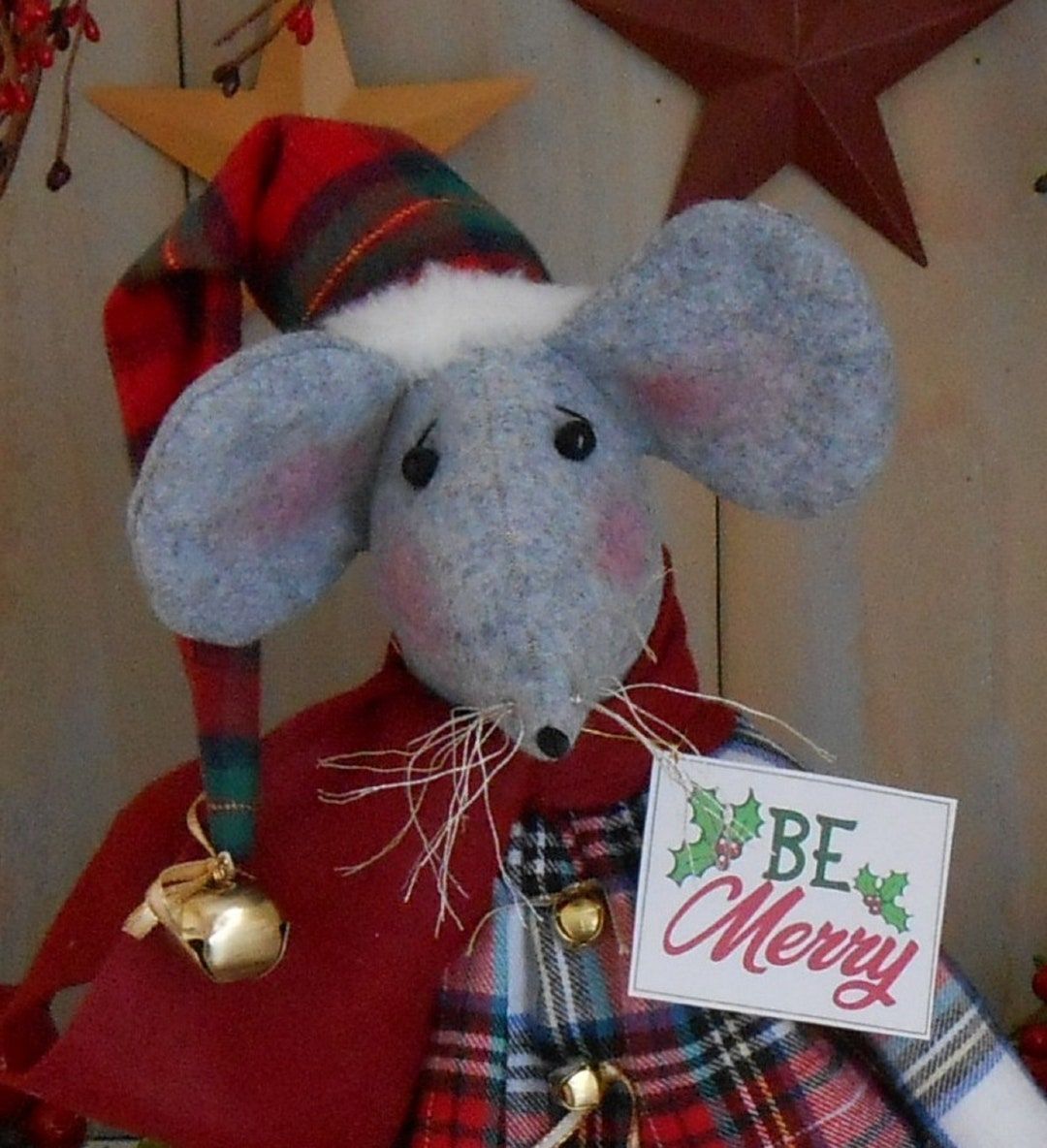 Christmas Mouse PDF E- Pattern Raggedy Doll Holiday Primitive Country ...