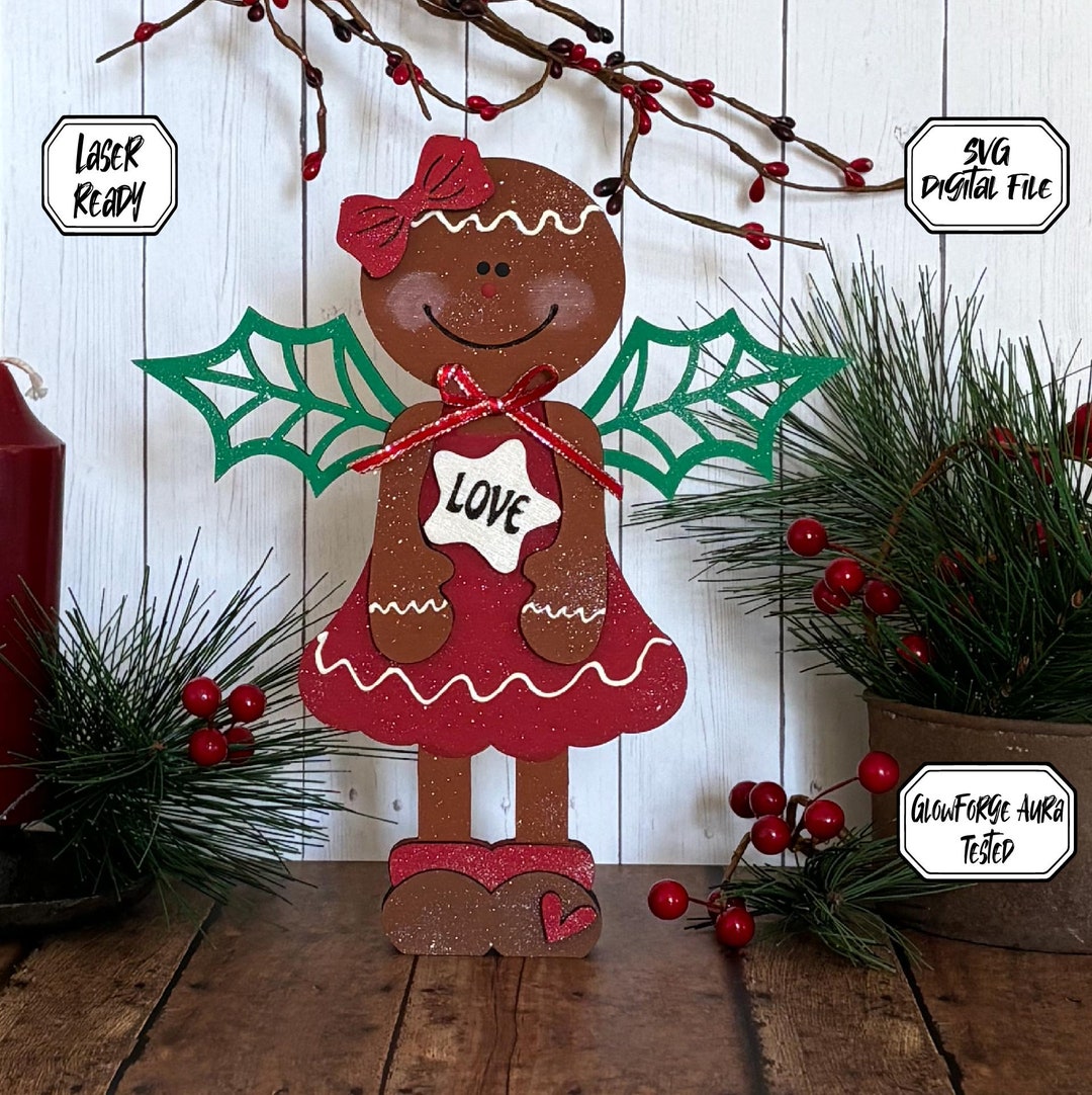 Gingerbread Laser File, Angel Laser SVG, Laser Cut File, Christmas SVG ...