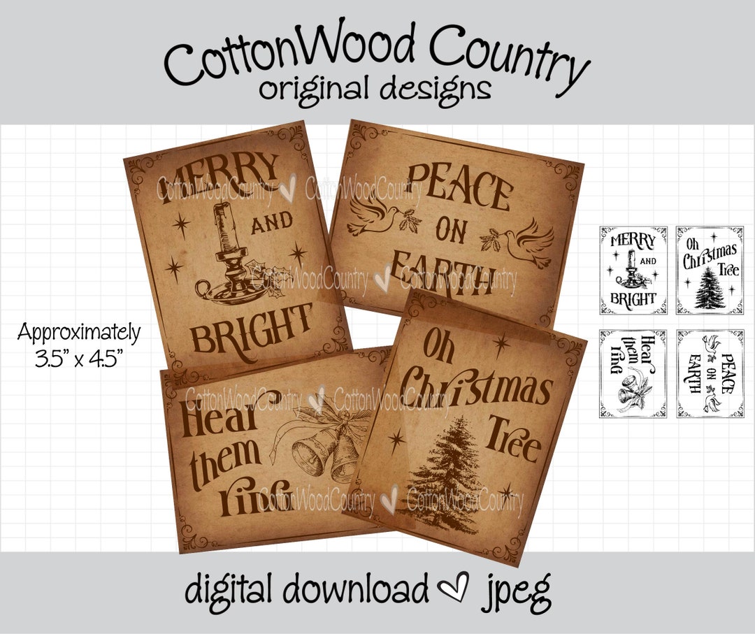 Primitive Christmas Labels, Primitive Tags, Primitive Decor, Farmhouse ...