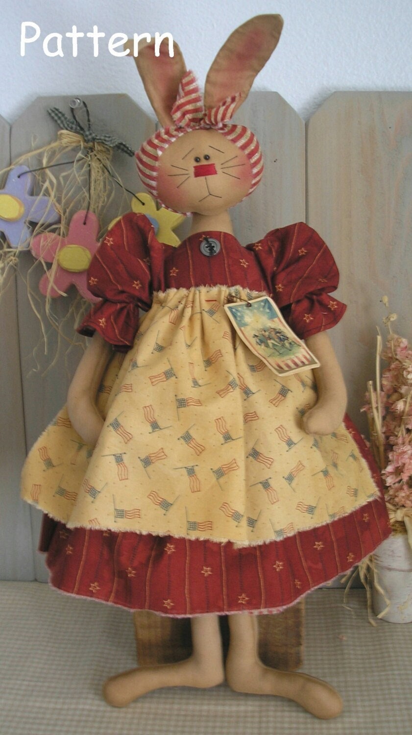 PDF E-pattern 10 Primitive Raggedy Bunny Rabbit Country Folk - Etsy