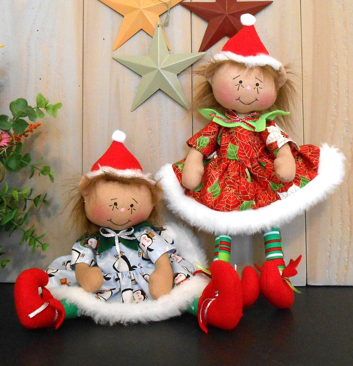 Rag Christmas Elf Doll Pattern 103 Raggedy Holiday Sewing | Etsy