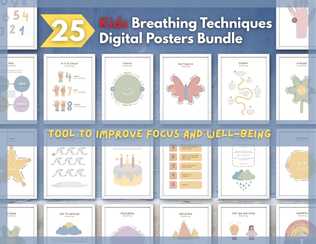 Kids Breathing Techniques Posters – 25 Printable Calm Down ...