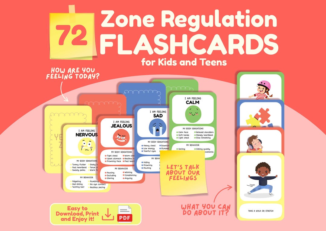 Emotion Regulation Flashcards for Kids: SEL Coping Skills (printable ...