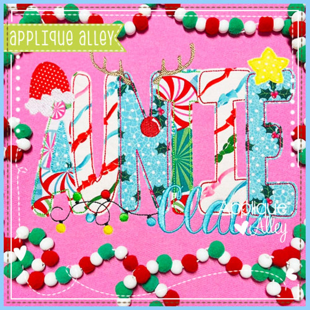 Vintage Auntie Claus Applique - Embroidery Digital Font Design ...