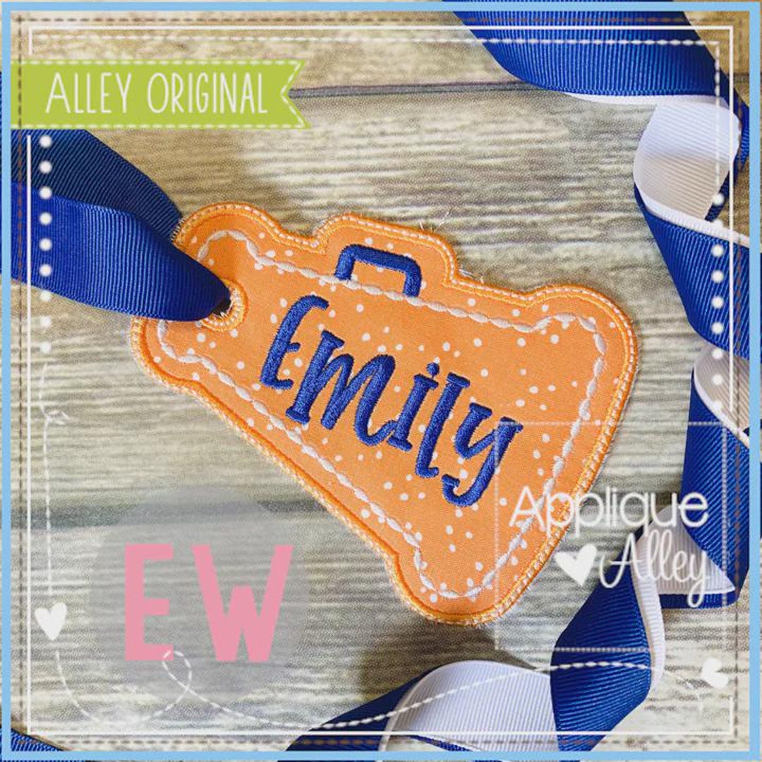 In the Hoop Megaphone Bag Tag - Digital Embroidery/ Applique Design ...