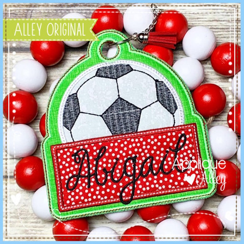 Soccer Bag Tag In the Hoop Diseño digital para usar con - Etsy España