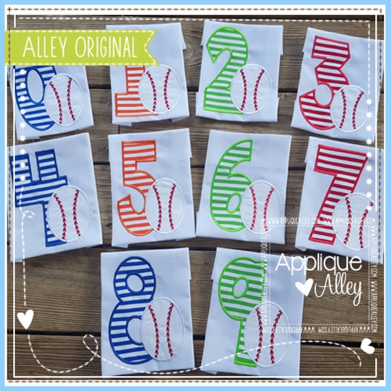 AA Baseball Number Set Digital Design for Applique & - Etsy