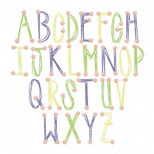 AA Dotted Stringy Splinter Font Design - Digital Embroidery Design ...