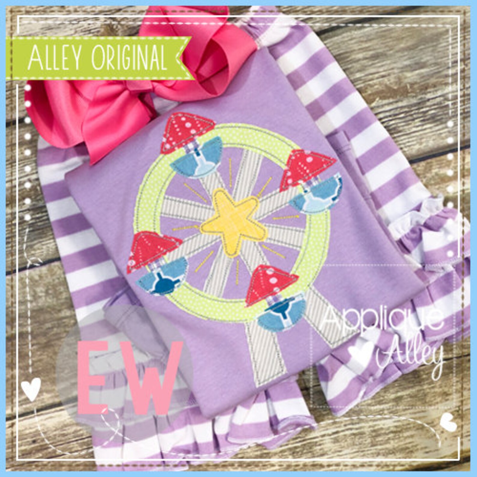 Vintage Ferris Wheel Digital Applique Embroidery Design | Etsy