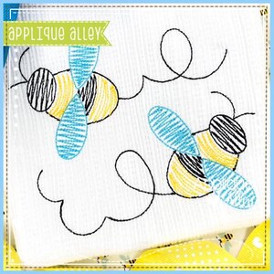 Scribble Flying Bumble Bees - Digital Embroidery Design - SKU8563AAEH ...