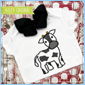 Outline Fuzzy Curious Cow - Digital Embroidery Design - AAEH - Etsy