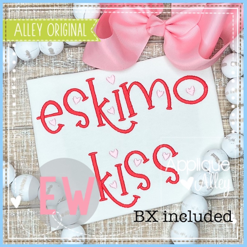 ESKIMO KISS Satin Font Embroidery Digital Design for Boys and - Etsy