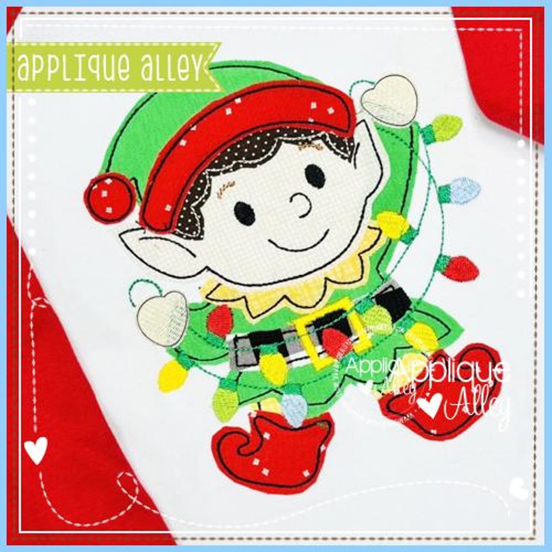 Vintage Pip Elf With Christmas Lights - Machine Embroidery Design - SKU ...