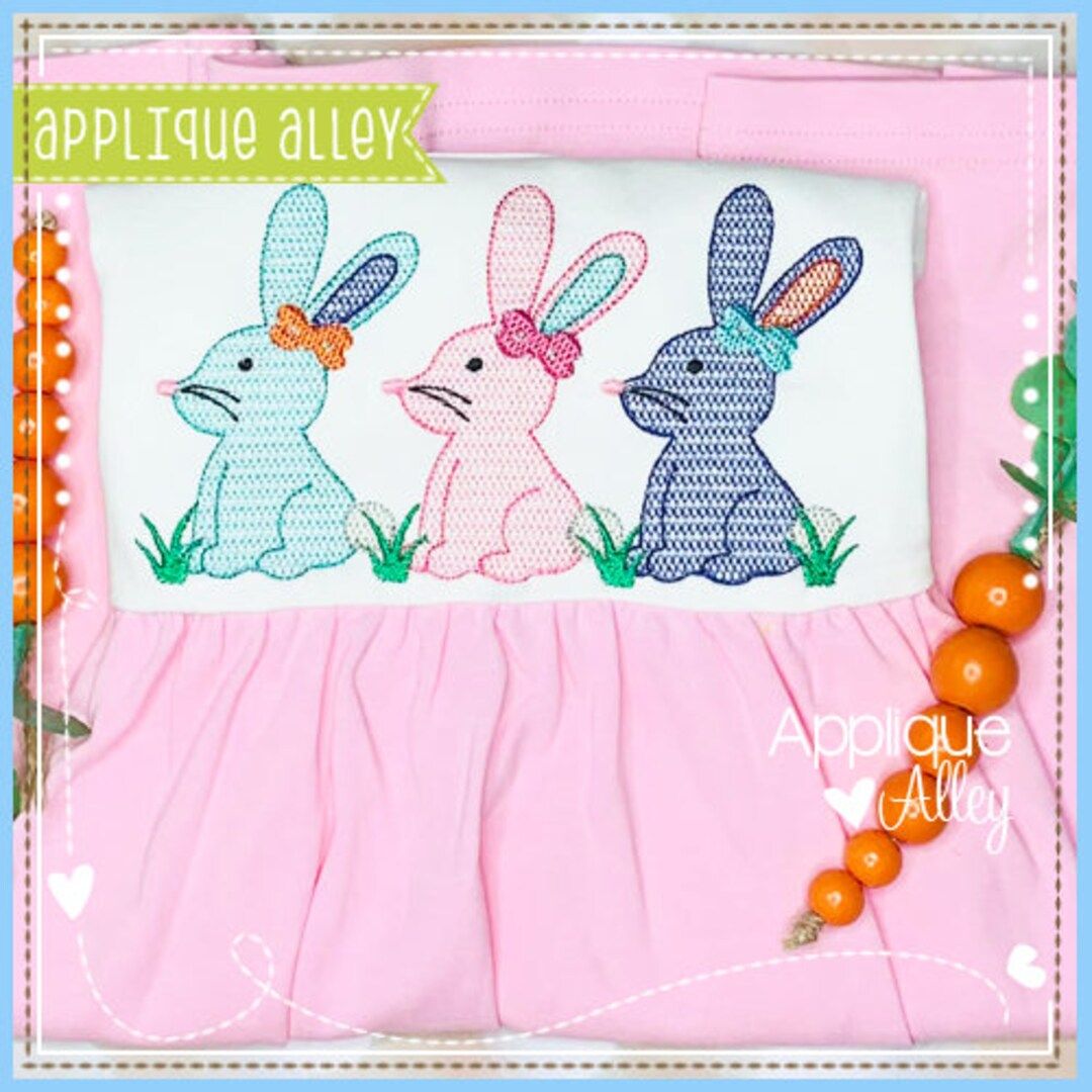 X Sketch Elsie Bunny Trio - Digital Embroidery Design - 7937AAEH - Etsy