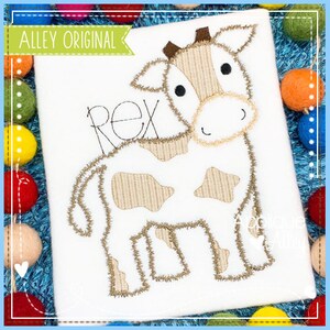 Outline Fuzzy Curious Cow - Digital Embroidery Design - AAEH - Etsy