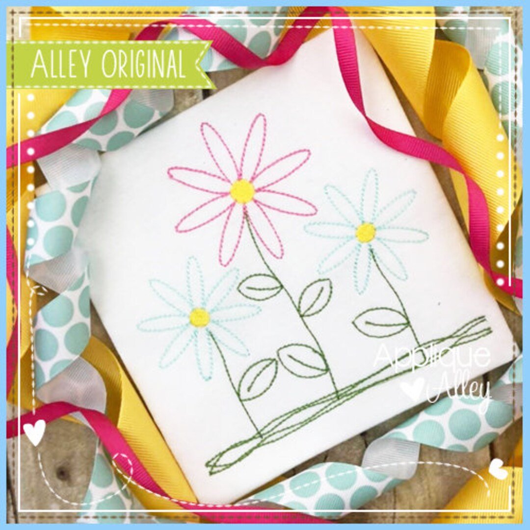 Stitch Growing Daisies Embroidery Design - Sketch - Quick Stitch ...