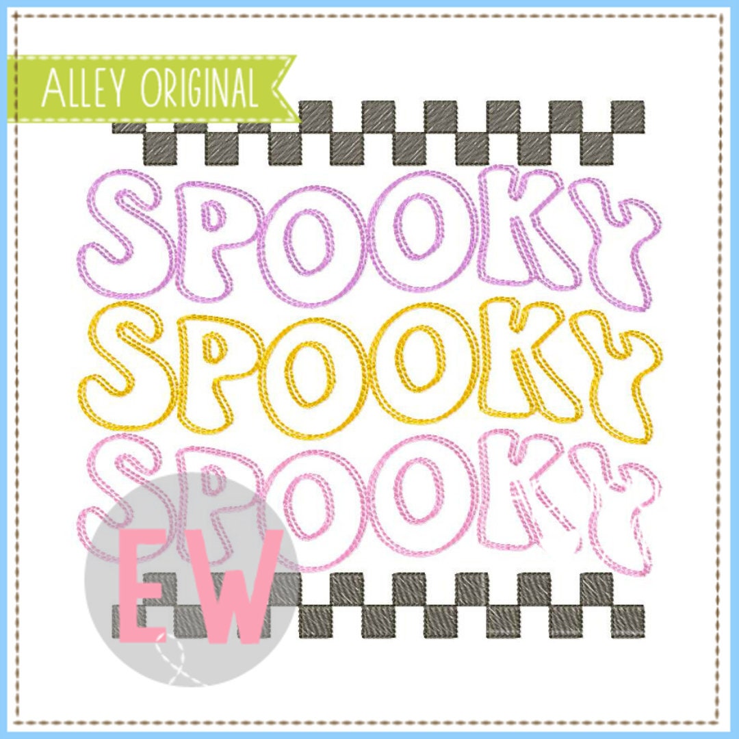 Scribble Retro Spooky Design Digital Embroidery Design Sku7499aaaew - Etsy