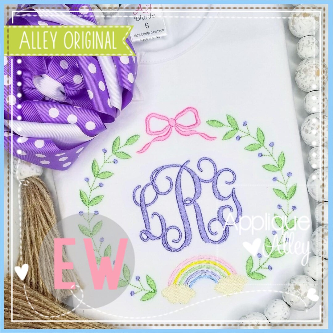 Floral Rainbow Frame - Sketch - Quick Stitch - Embroidery Digital ...