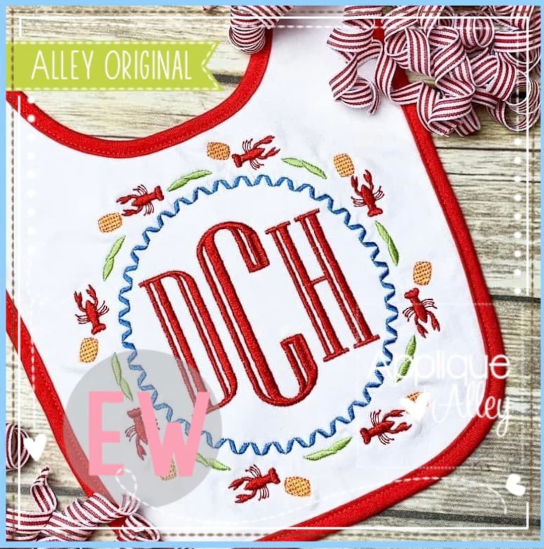Crawfish Party Circle Frame for Monograms - Embroidery Digital Design ...