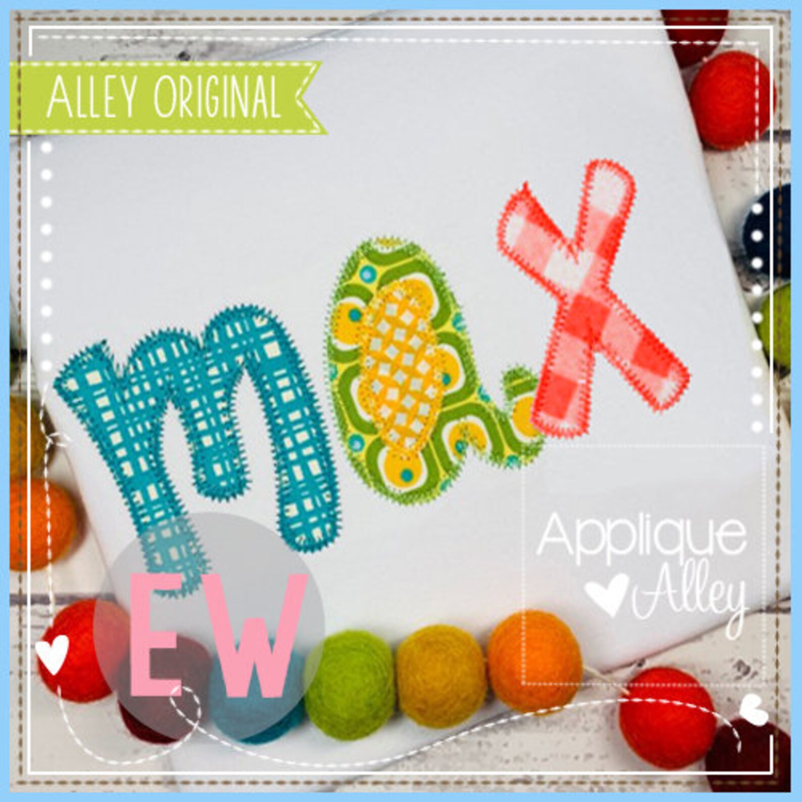 Squishy Summer Zig Zag Applique Font Sketch Quick Stitch | Etsy