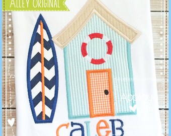 Summer Vintage Stitch Beach Shack Digital Embroidery Design Machine ...