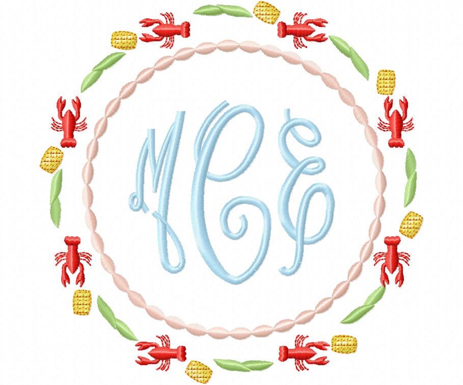Crawfish Party Beaded Frame for Monograms Embroidery Digital - Etsy