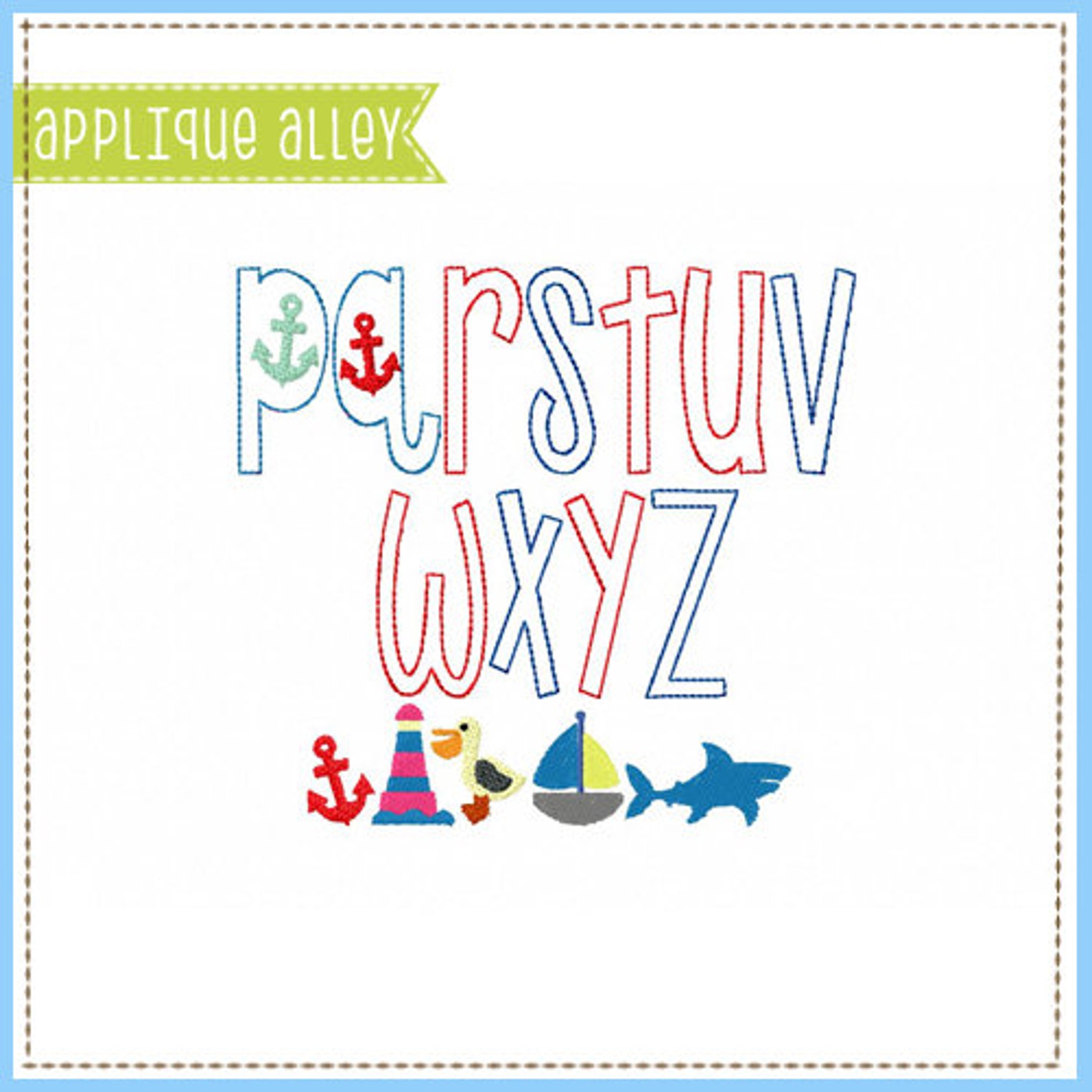 AA Sugar Cake Applique Font Nautical Design - Digital Embroidery Design ...