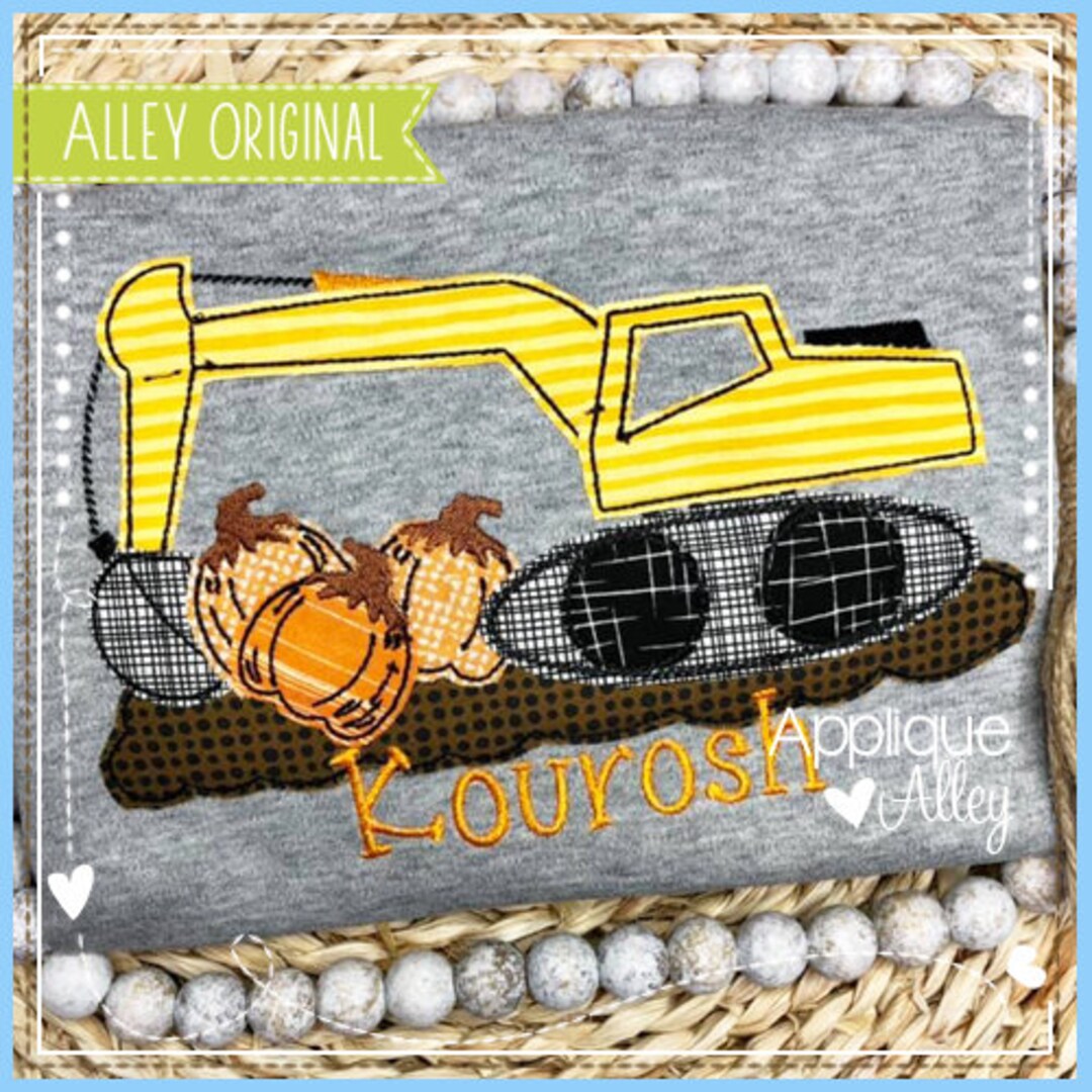 Vintage Digging Backhoe Embroidery Digital Design for Embroidery ...