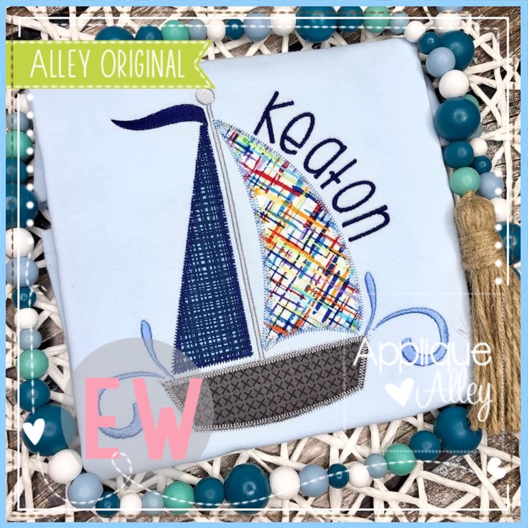 ZZ Sailboat Scroll Digital Design for Use With Embroidery Machine SKU ...