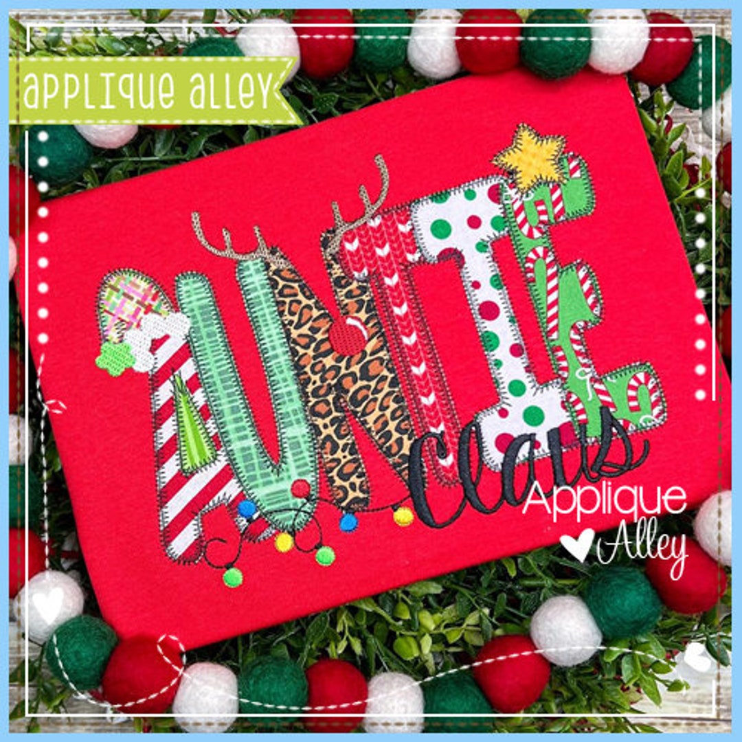 Zig Zag Auntie Claus Applique - Embroidery Digital Font Design ...