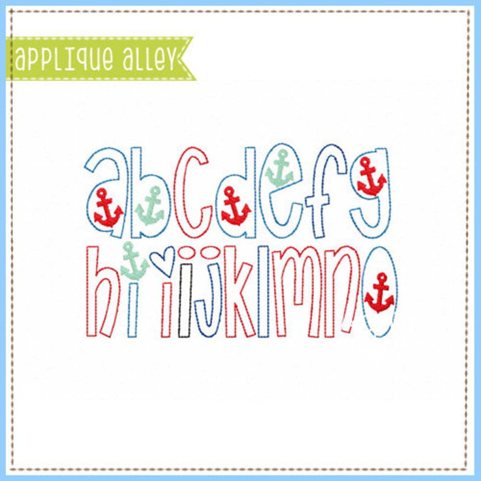 AA Sugar Cake Applique Font Nautical Design - Digital Embroidery Design ...