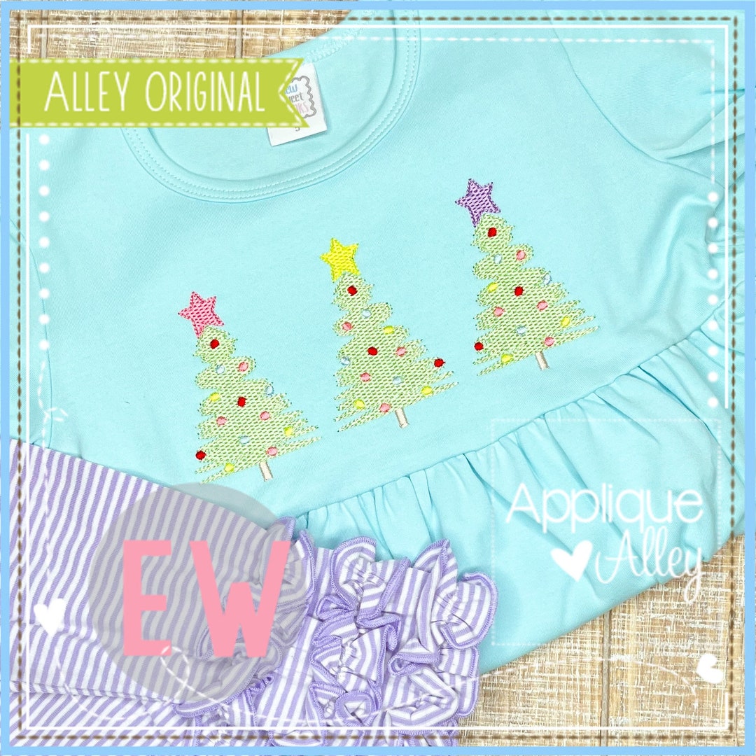 Smocked Stitch Christmas Tree Trio Machine Embroidery Design SKU AAEW ...