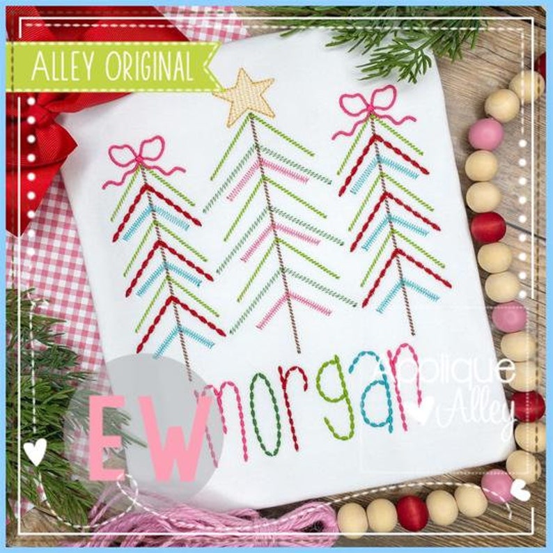 Stitch Skinny Trees Machine Embroidery Design SKU AAEW - Etsy