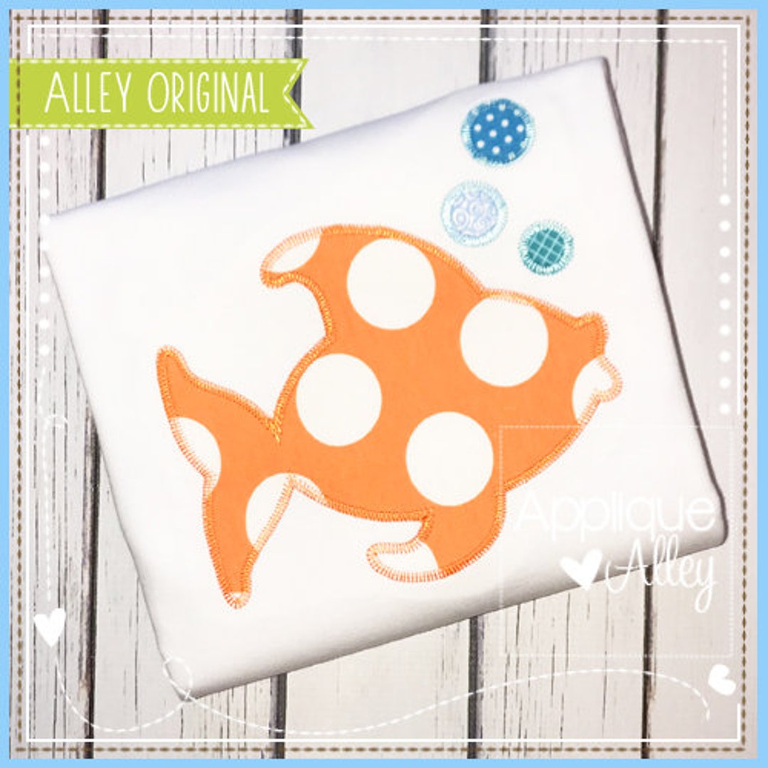 Blanket Stitch Simple Angel Fish Summer Applique Embroidery Digital ...
