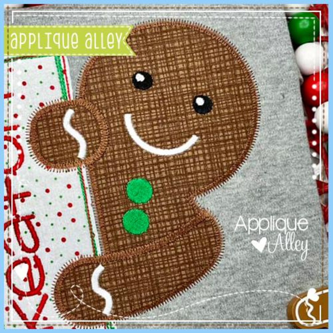 Zig Zag Gingerbread Man Peeker - Digital Embroidery Design - SKU ...